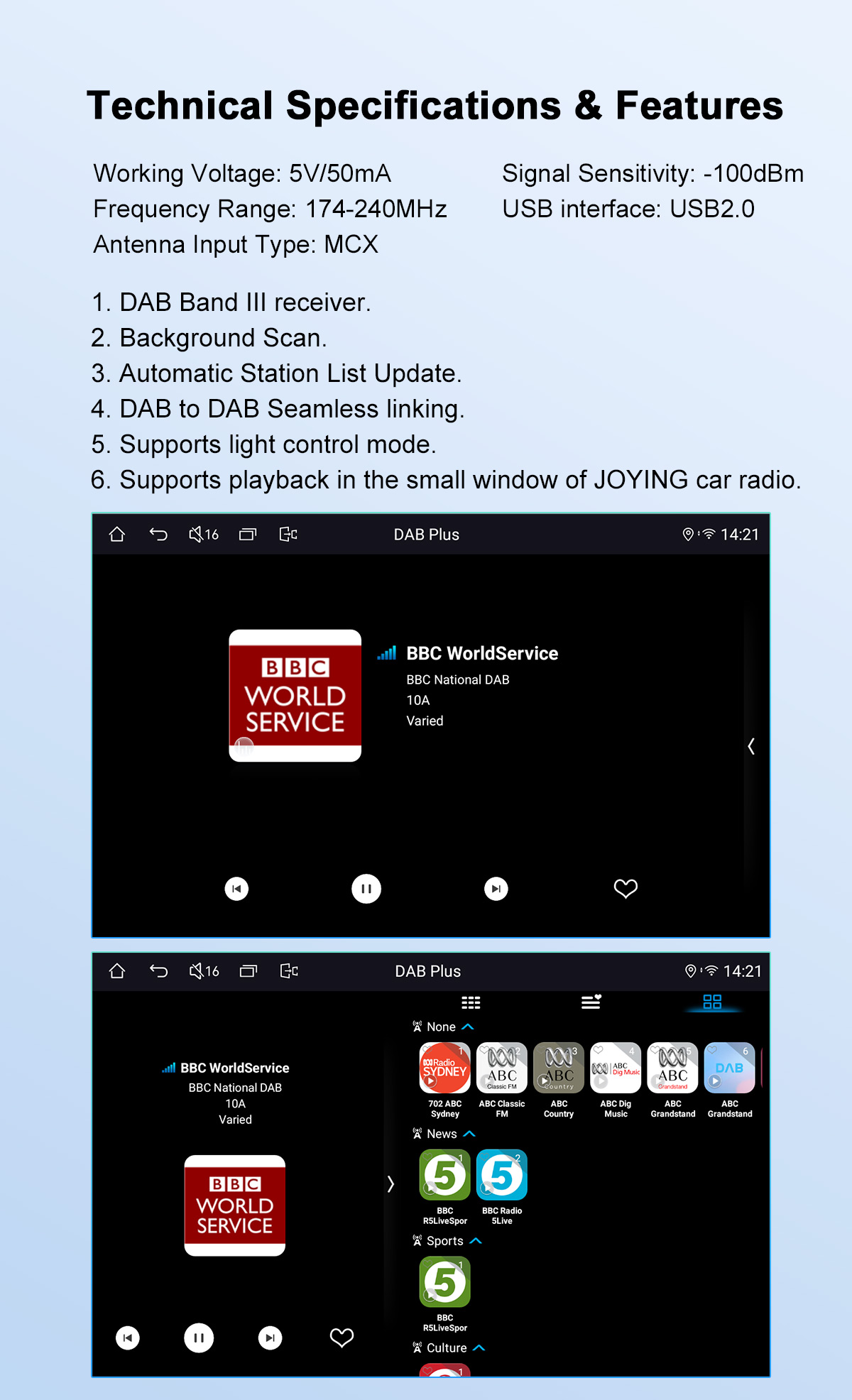 Joying DAB+ Digital Radio Brodcast Receiver for Android Head Unit