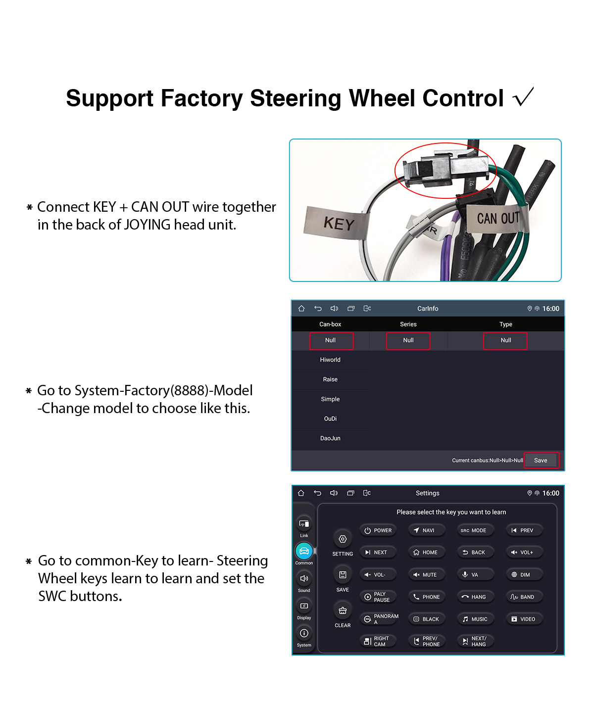 Joying Special Power Cable for Chevrolet Captiva Silverado Wring Harness