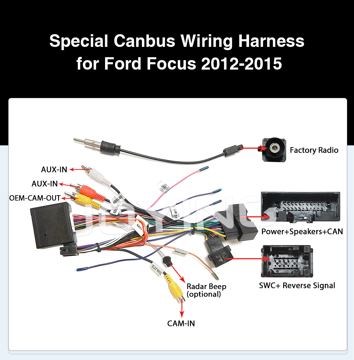 Joying Special Canbus Decoder Wiring Power Harness for Ford Focus 2012-2015