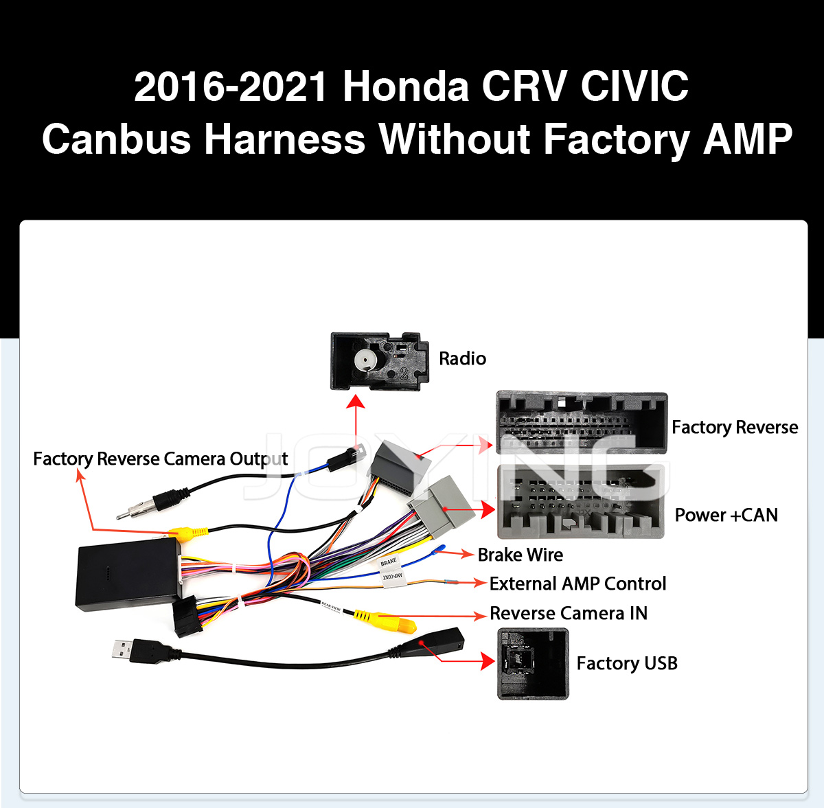 Joying Canbus Harness Adapter for 2016-2021 Honda CRV CIVIC Without OEM AMP