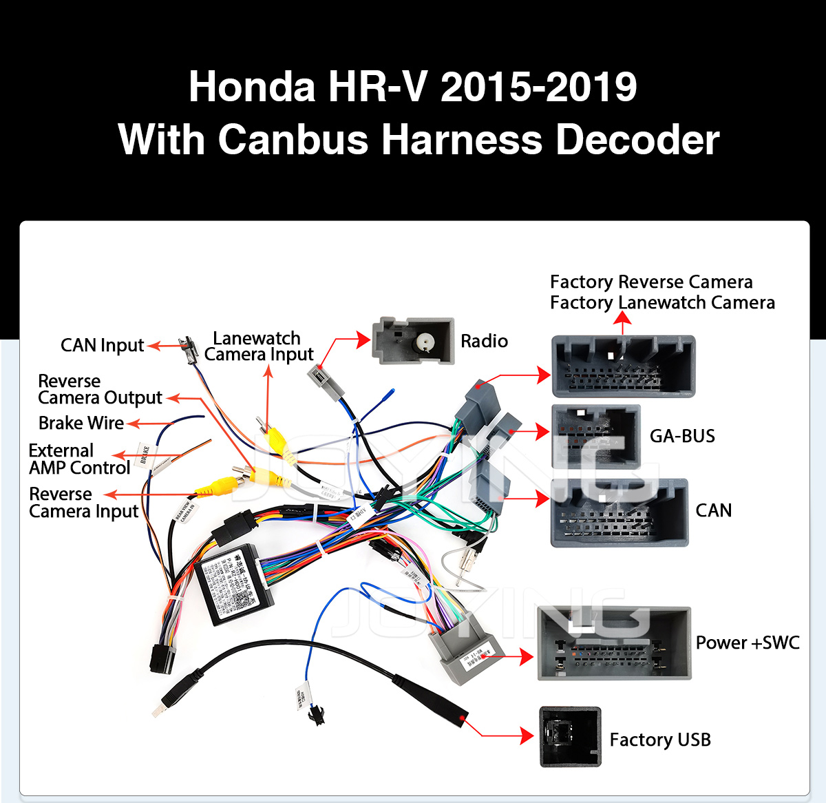 Joying Honda HR-V 2015-2019 Wiring Cable Canbus Harness Decoder
