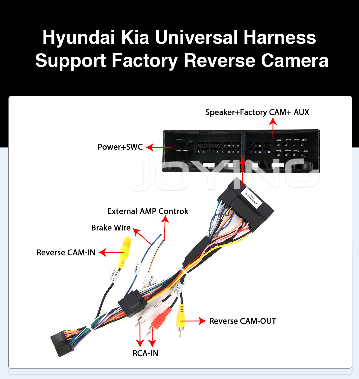 Hyundai Kia Android Stereo Harness support Factory Reverse Camera