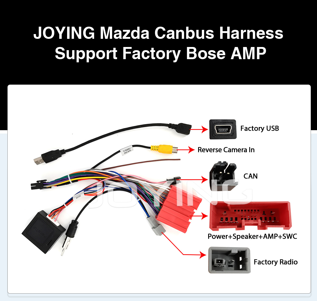 Joying Mazda 3 Wiring Cable Canbus harness support Bose Amplifier