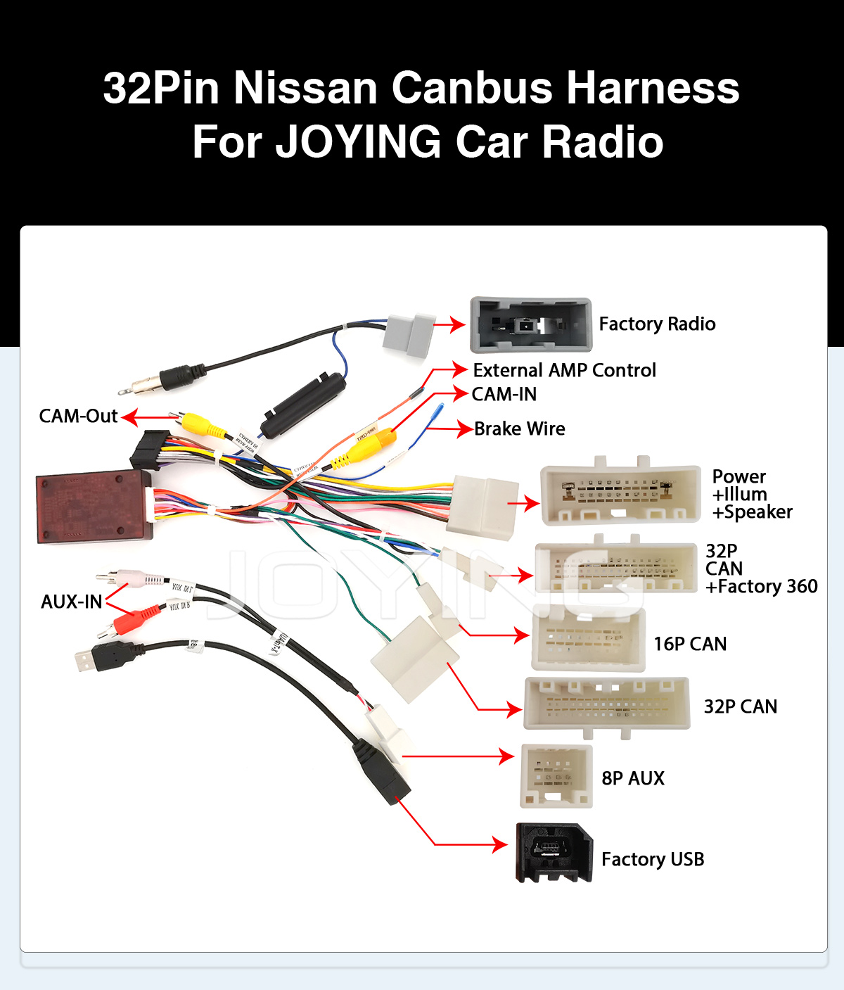 32Pin Nissan Canbus Harness For JOYING Car Radio