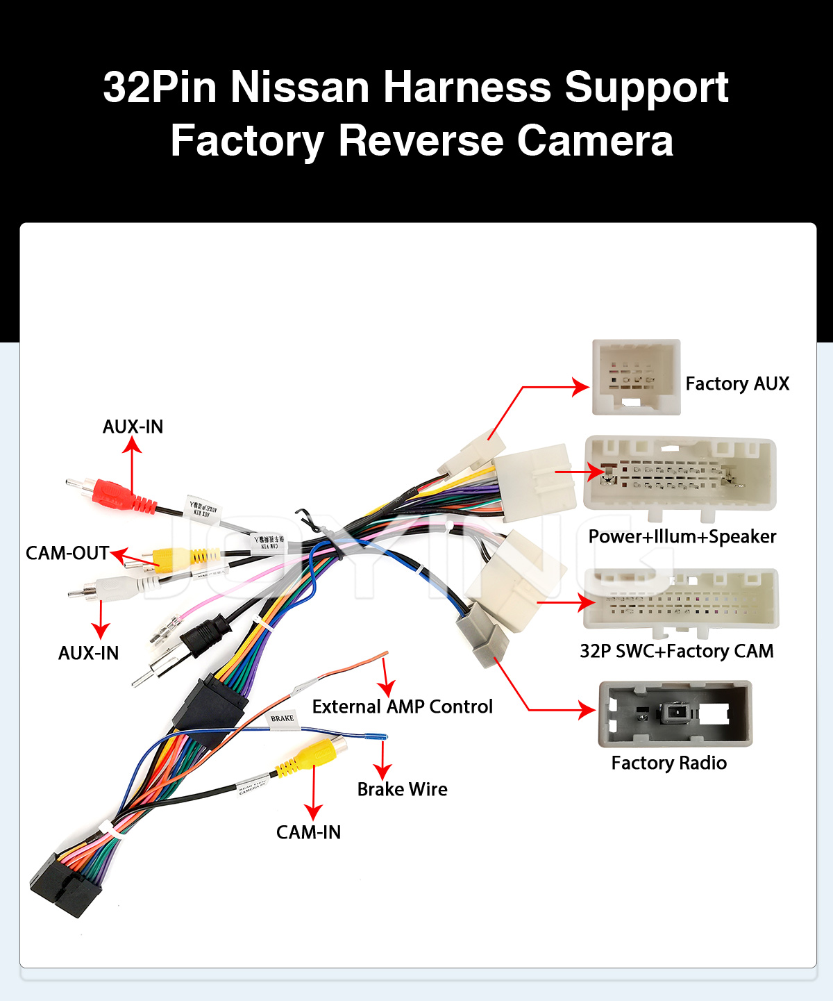 32Pin Nissan Harness Support Factory Reverse Camera