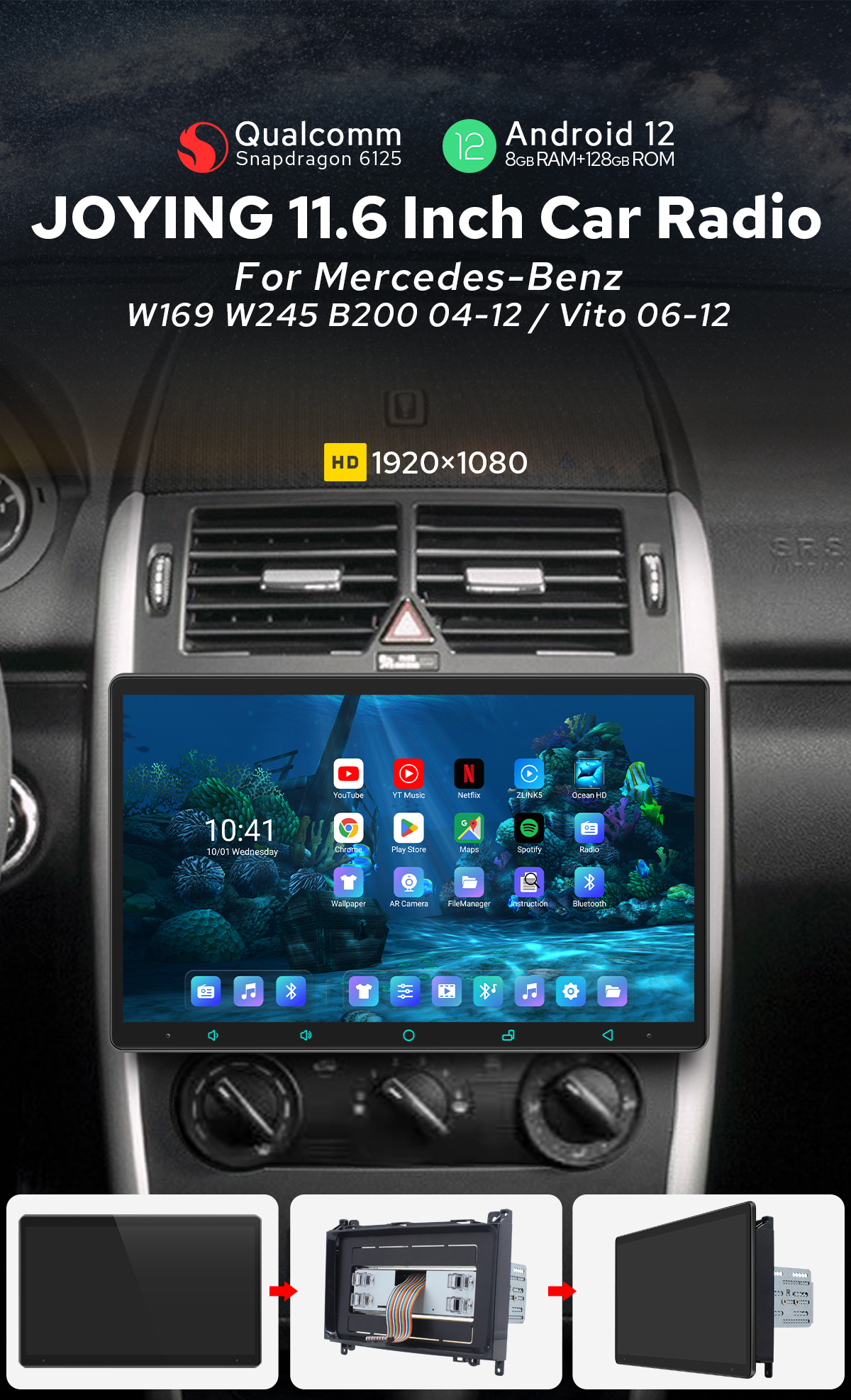 Mercedes-Benz W169 W245 B200 Android 12 Radio - Joying