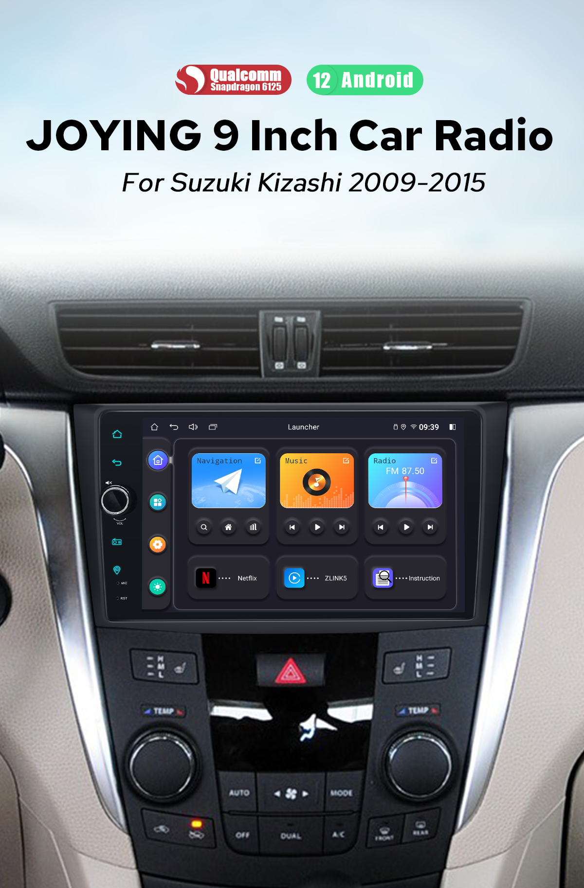 Suzuki Kizashi Android 12 Car Stereo Upgrade - Joying