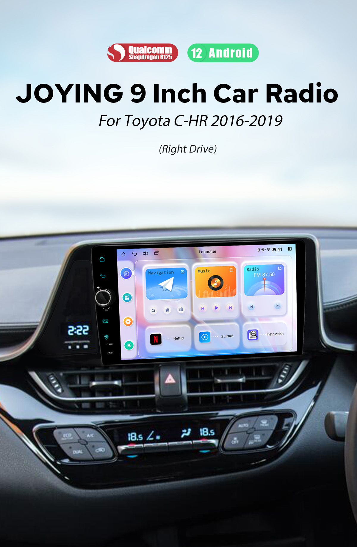 2016-2019 Toyota CH-R Head Unit - Joying