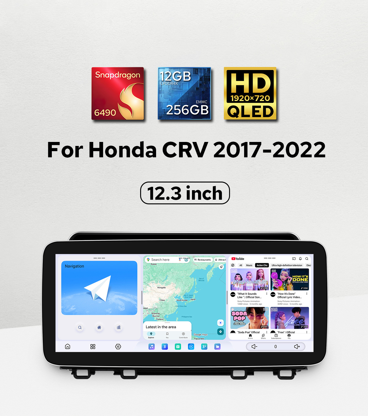 5G WIFI 12.3 Inch Android Auto Car GPS Navigation System For Honda CRV ...