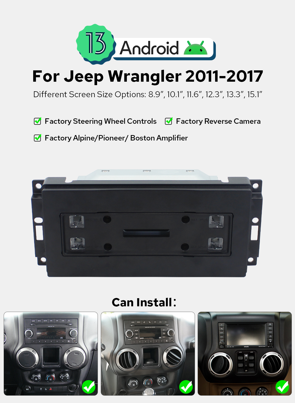 Jeep Wrangler JK Head Unit Android Auto System
