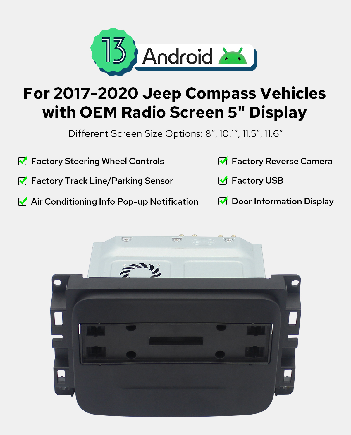 2017-2020 Jeep Compass Android 13 Radio