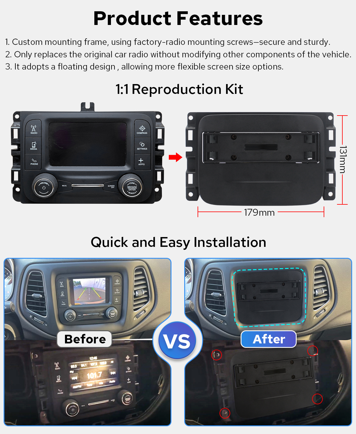 2017-2020 Jeep Compass Android 13 Radio