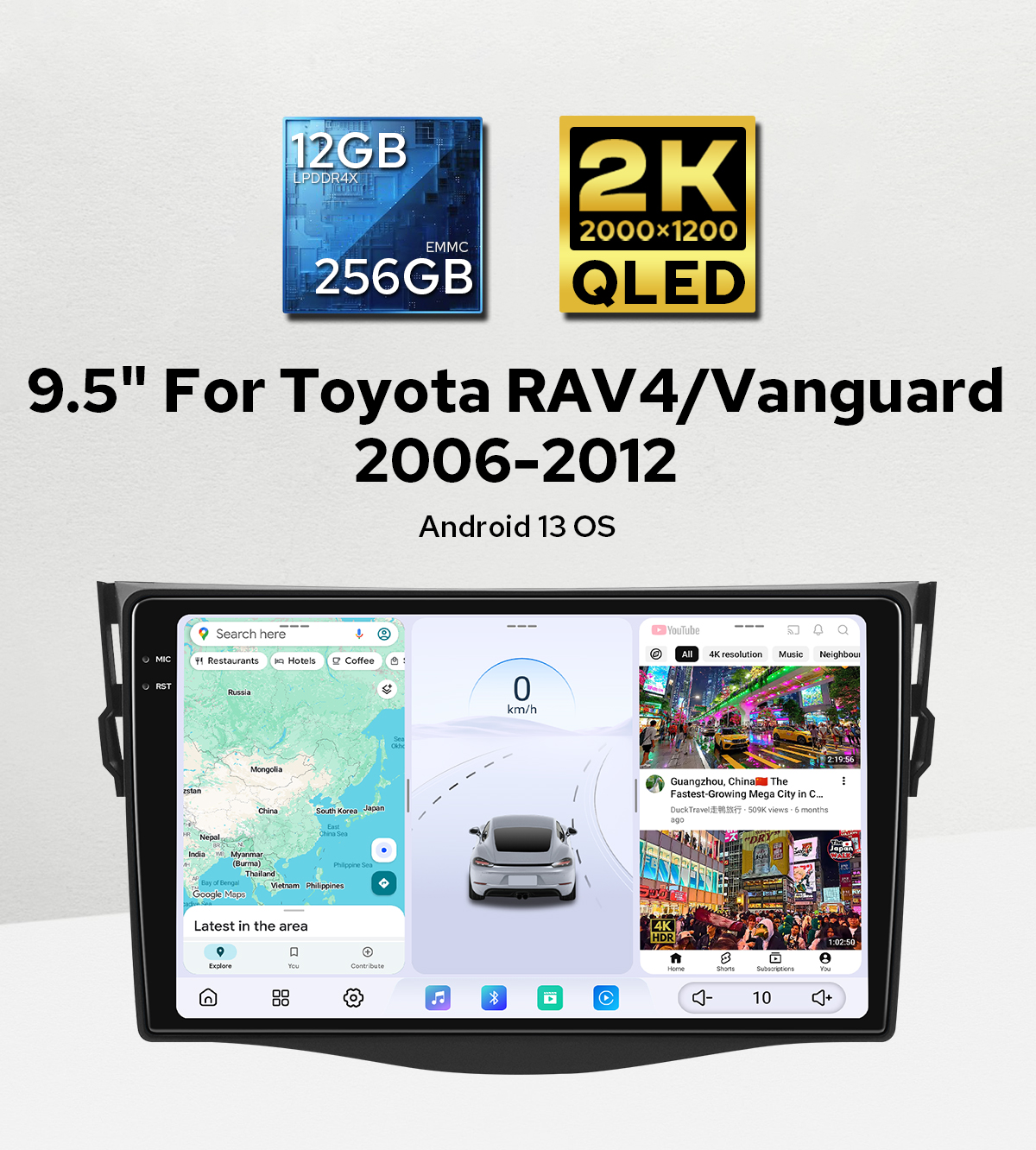 9.5" Android In-Car Entertainment System For Toyota RAV4/Vanguard 2006 ...