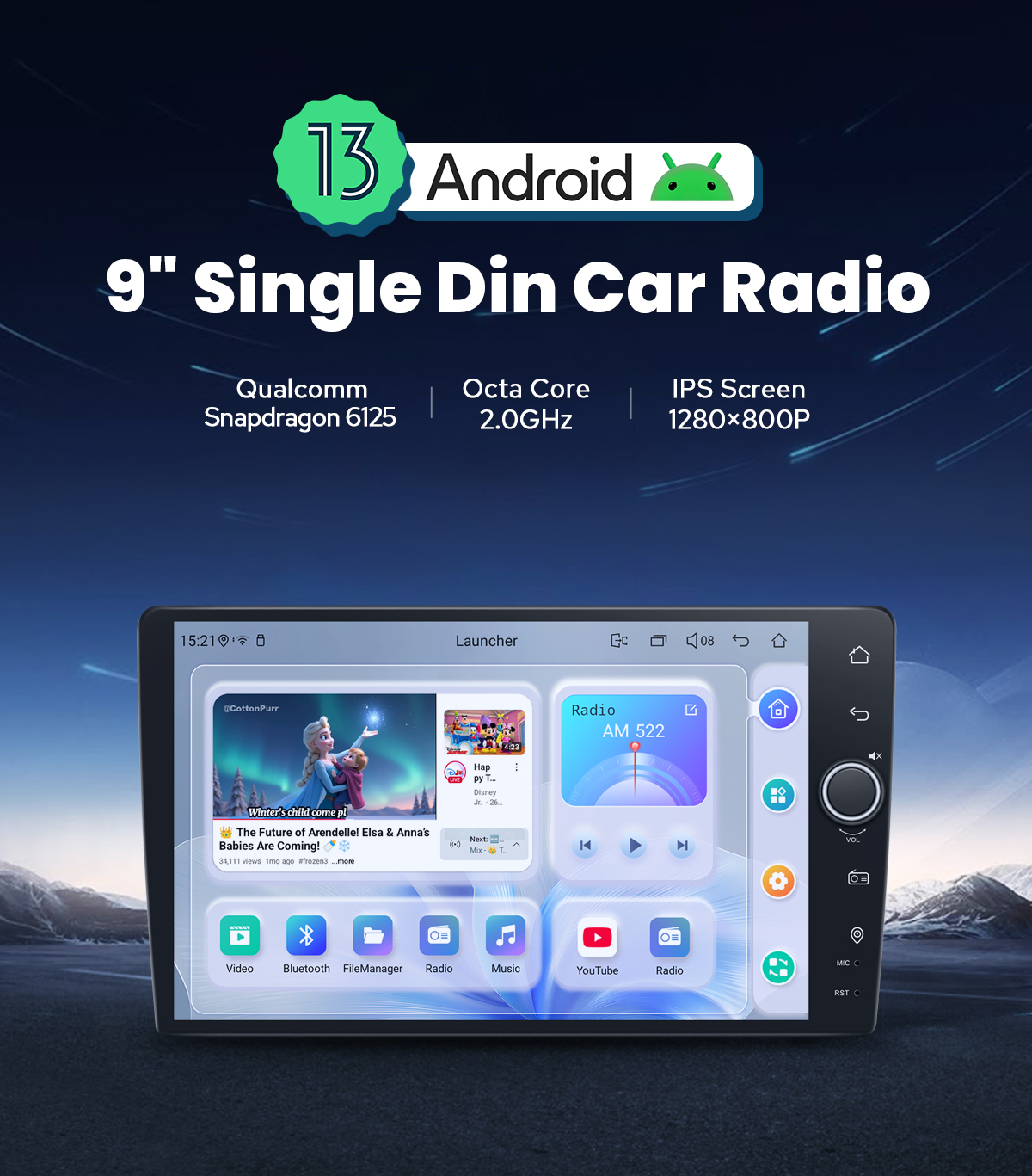 Universal 1-DIN 9 Inch Android 13 AutoRadio