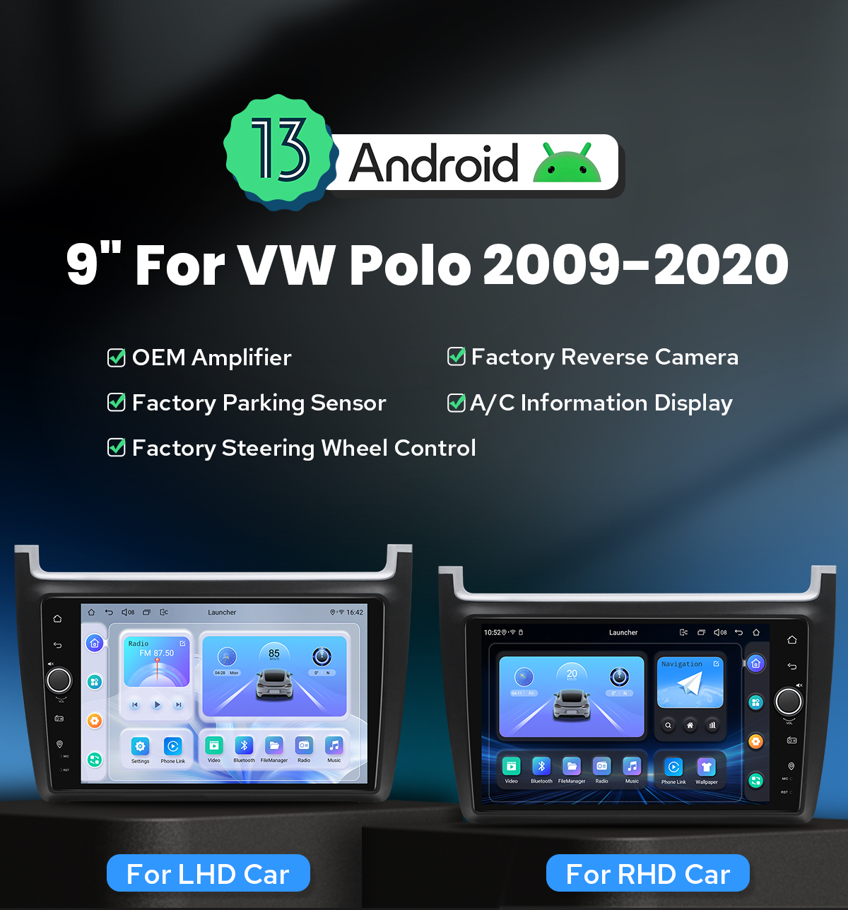 9 Inch Infotainment System Android Auto Upgrade For Volkswagen Polo ...
