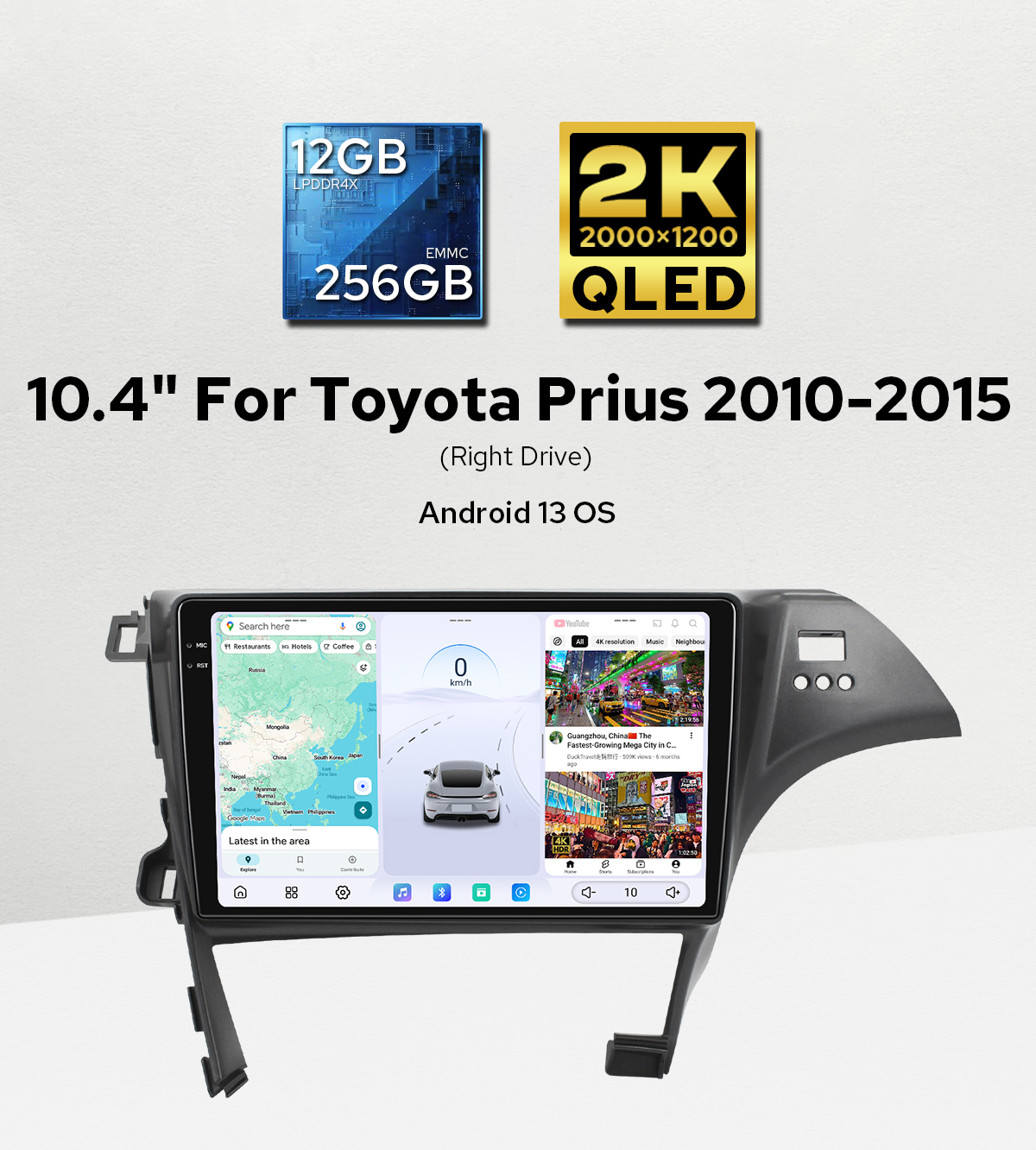 Premium10.4 Inch Android Sat Nav Multimedia-System For Toyota Prius ...