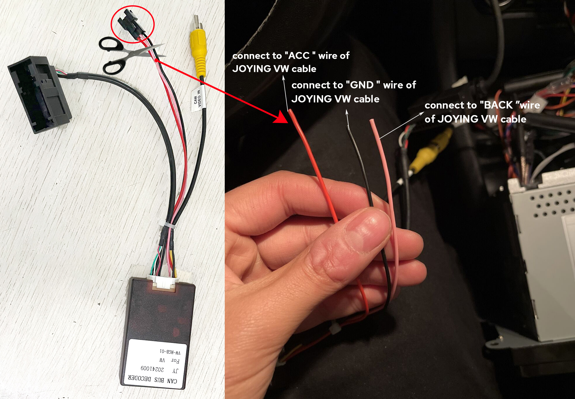 How to make the VW OEM Reverse Camera work with Joying Radio?